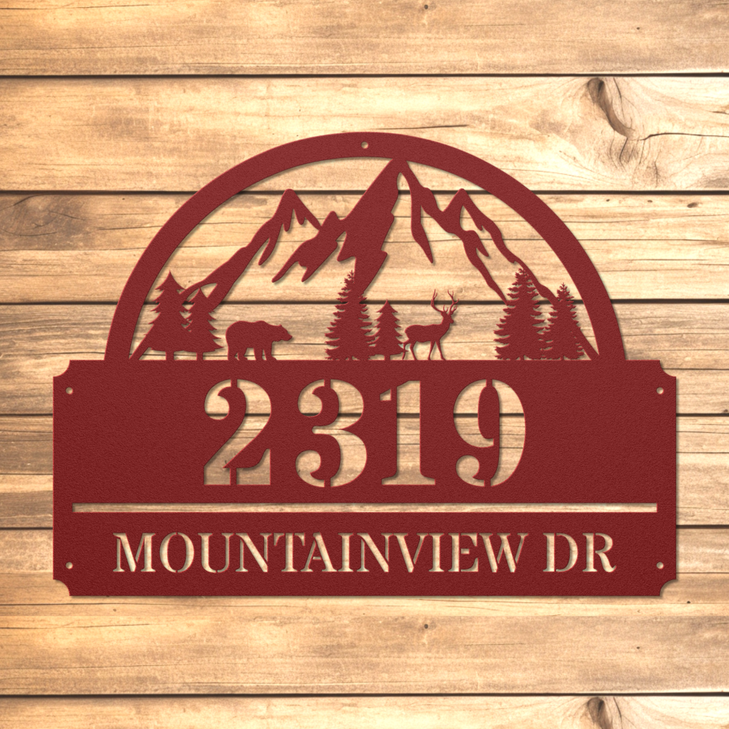Personalized Deluxe Metal Mountain Scene Address Sign – Craig Art Prints