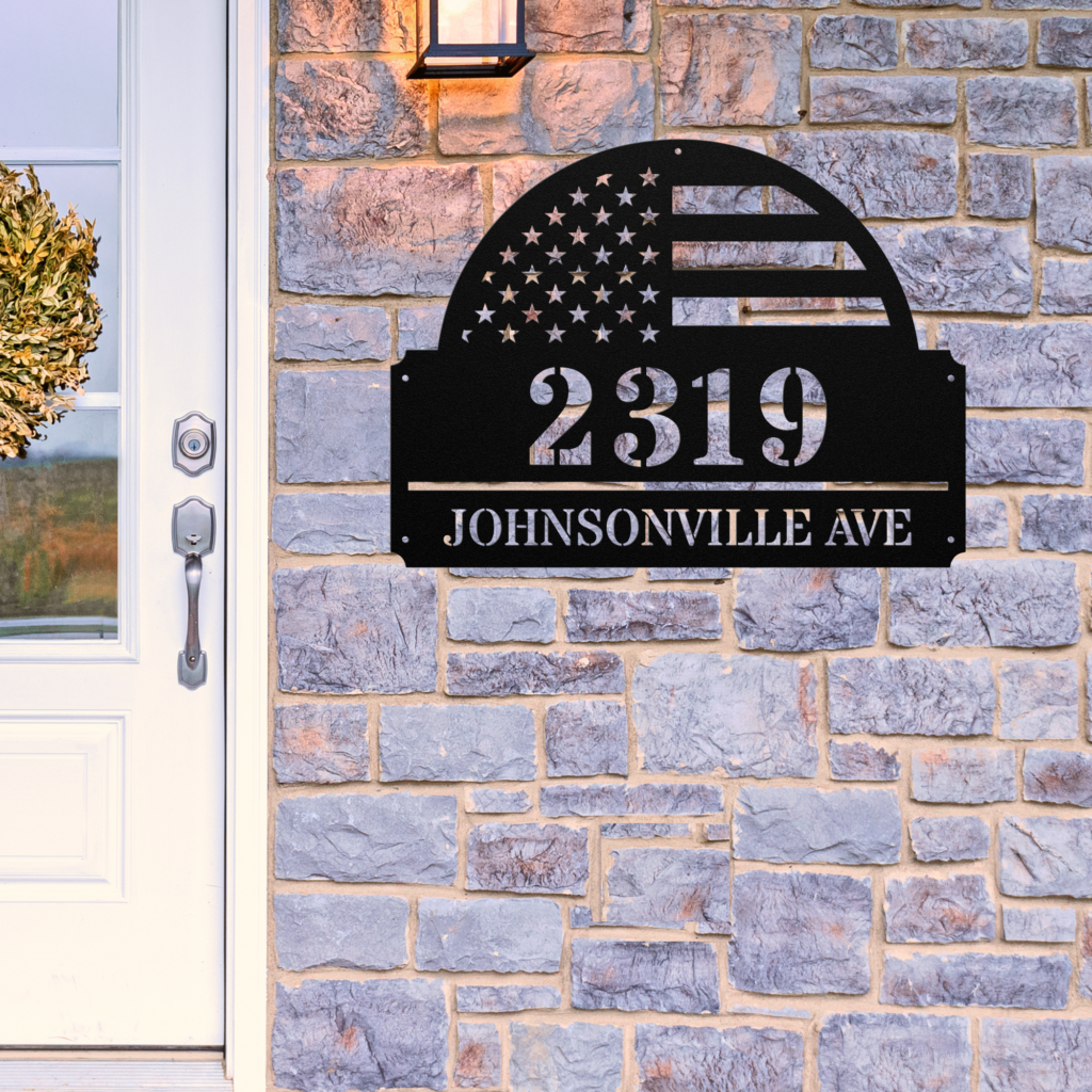 Personalized American Flag Metal Address Sign – Craig Art Prints