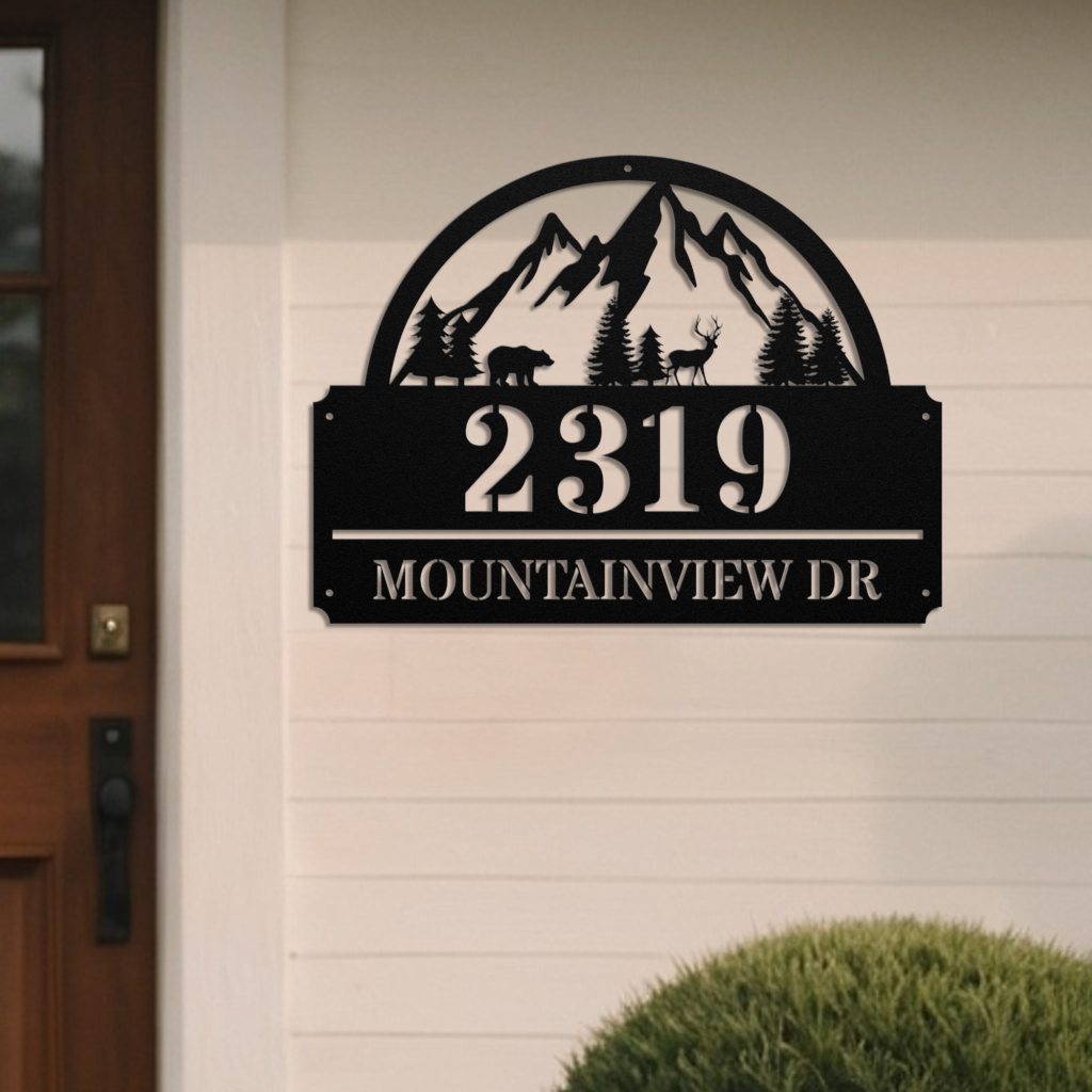 Personalized Deluxe Metal Mountain Scene Address Sign – Craig Art Prints